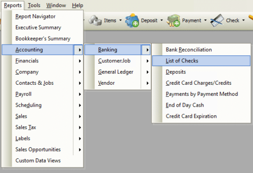 List Of Checks Report - Aptora