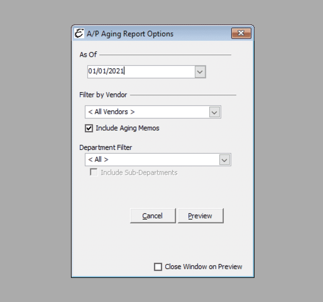 A/P Aging Detail Report - Aptora