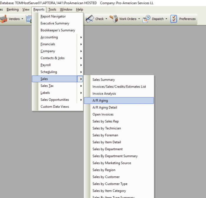 AR Aging Report (Summary Report) - Aptora