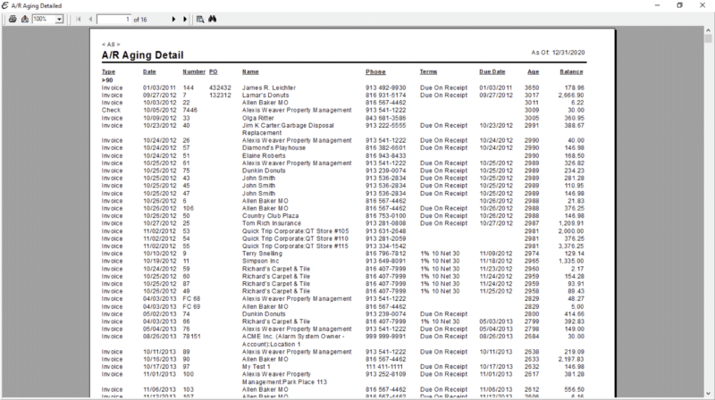 AR Aging Report (Detail Report) - Aptora