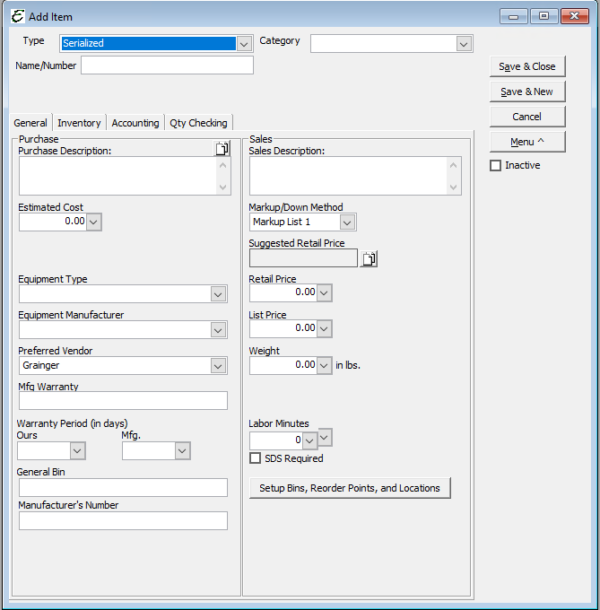 Invoice Items - Serialized - Aptora