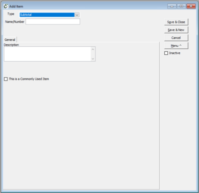 Invoice Items - Subtotal - Aptora