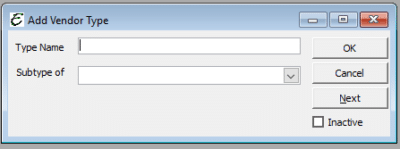 Vendor Types List - Aptora