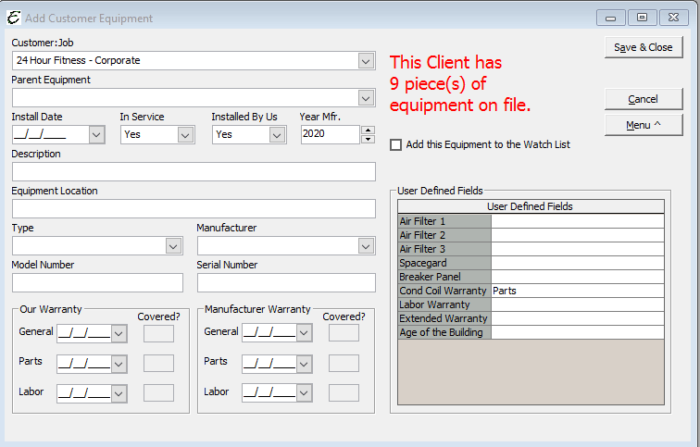 Customer Equipment | All-In-One Field Service Management