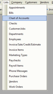 Chart of Accounts List - Aptora