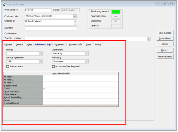 Work Order Form (overview, add, and edit) - Aptora