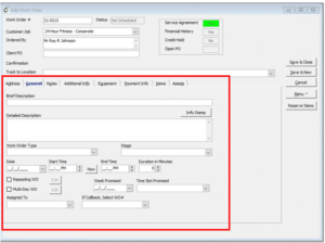 Work Order Form (overview, add, and edit) - Aptora