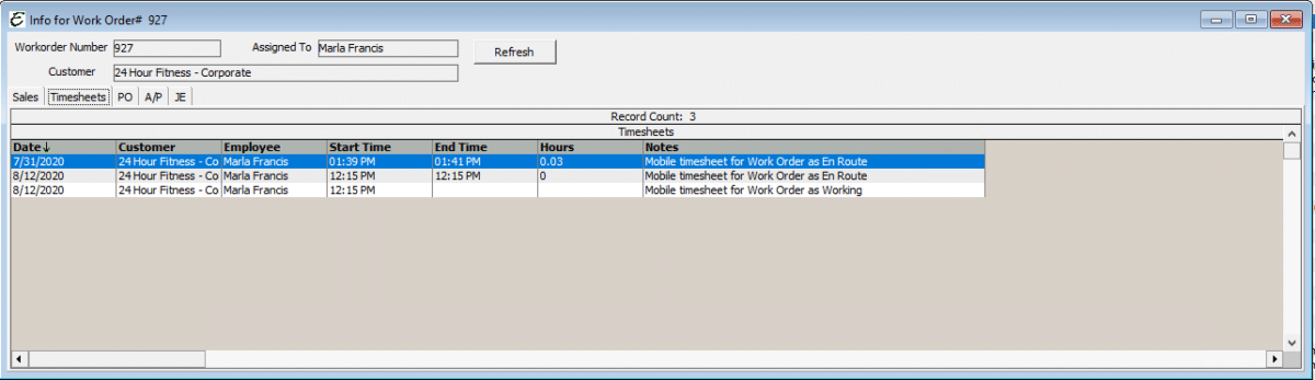 Work Order History - Aptora