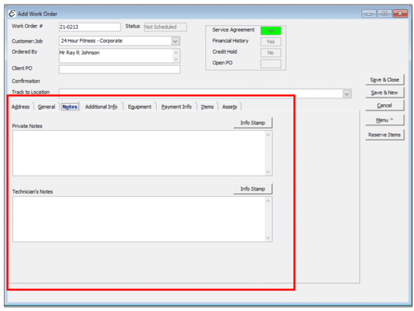 Work Order Form (overview, add, and edit) - Aptora