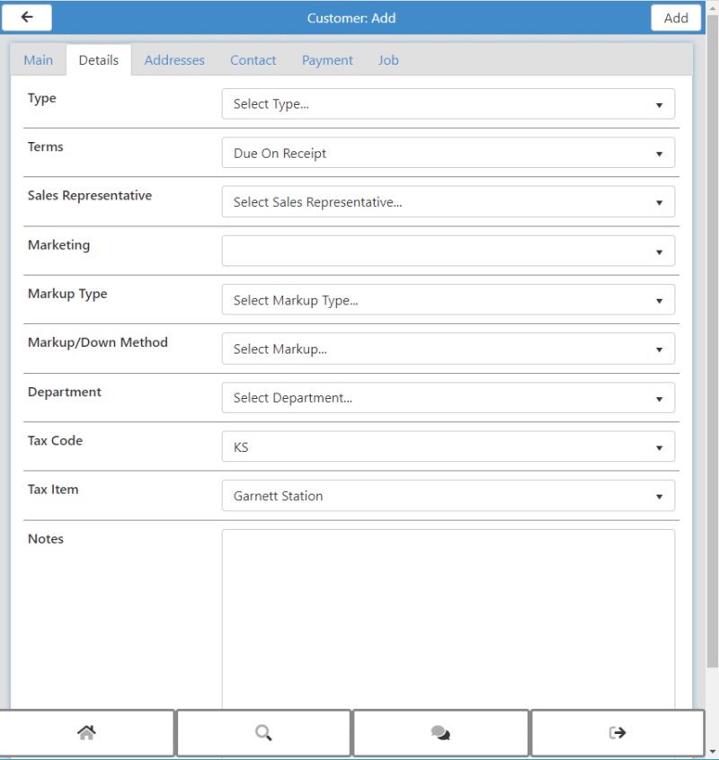 Aptora Mobile II - Add Customer:Jobs - Aptora