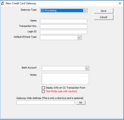 Electronic Transactions - Gateway Setup (for credit cards) - Aptora