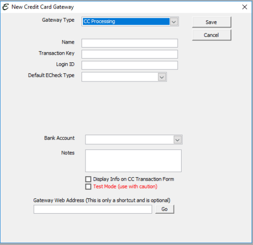 Electronic Transactions - Gateway Setup (for credit cards) - Aptora